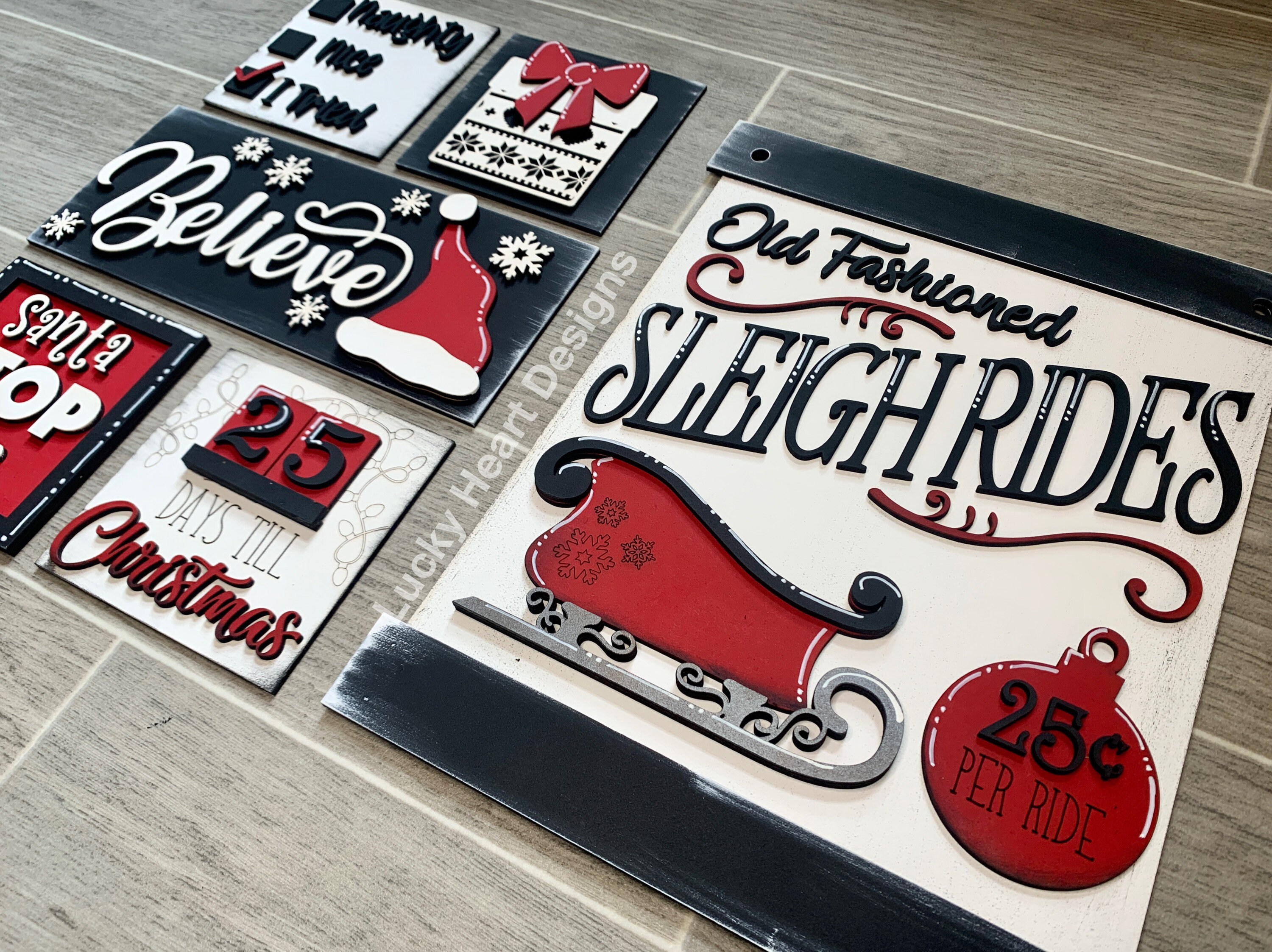 Christmas Santa Wall Collage File SVG Glowforge Leaning - Etsy