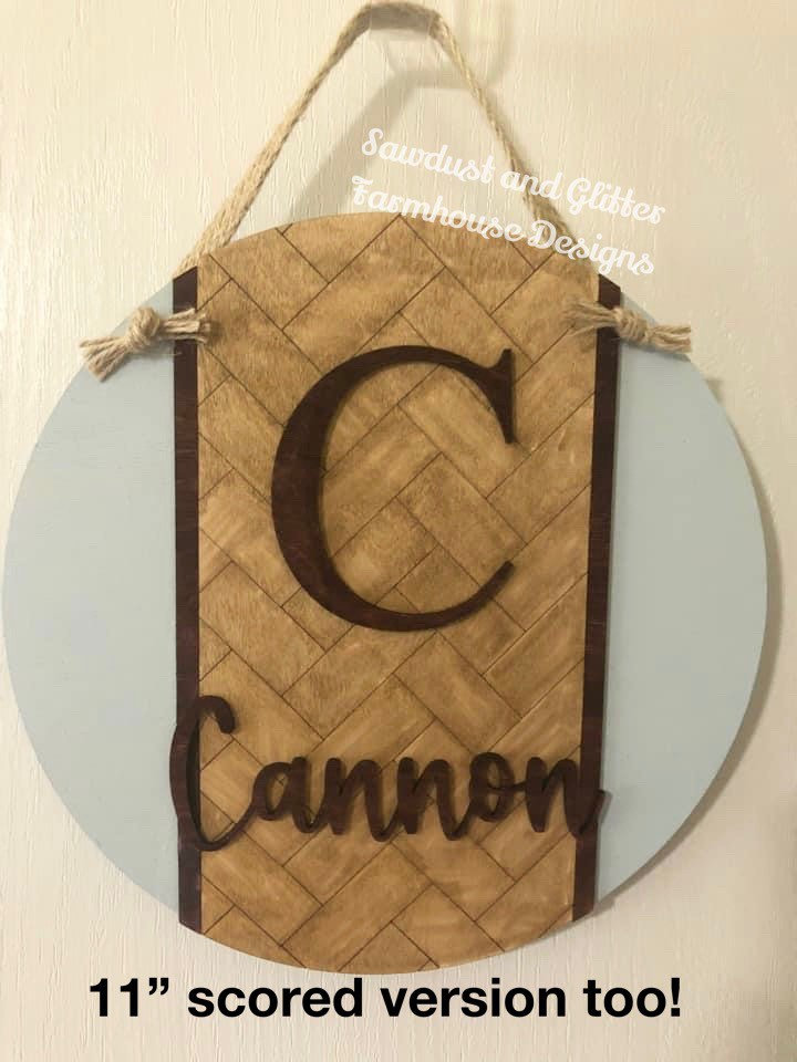 Herringbone Initial Sign File SVG Monogram Glowforge - Etsy