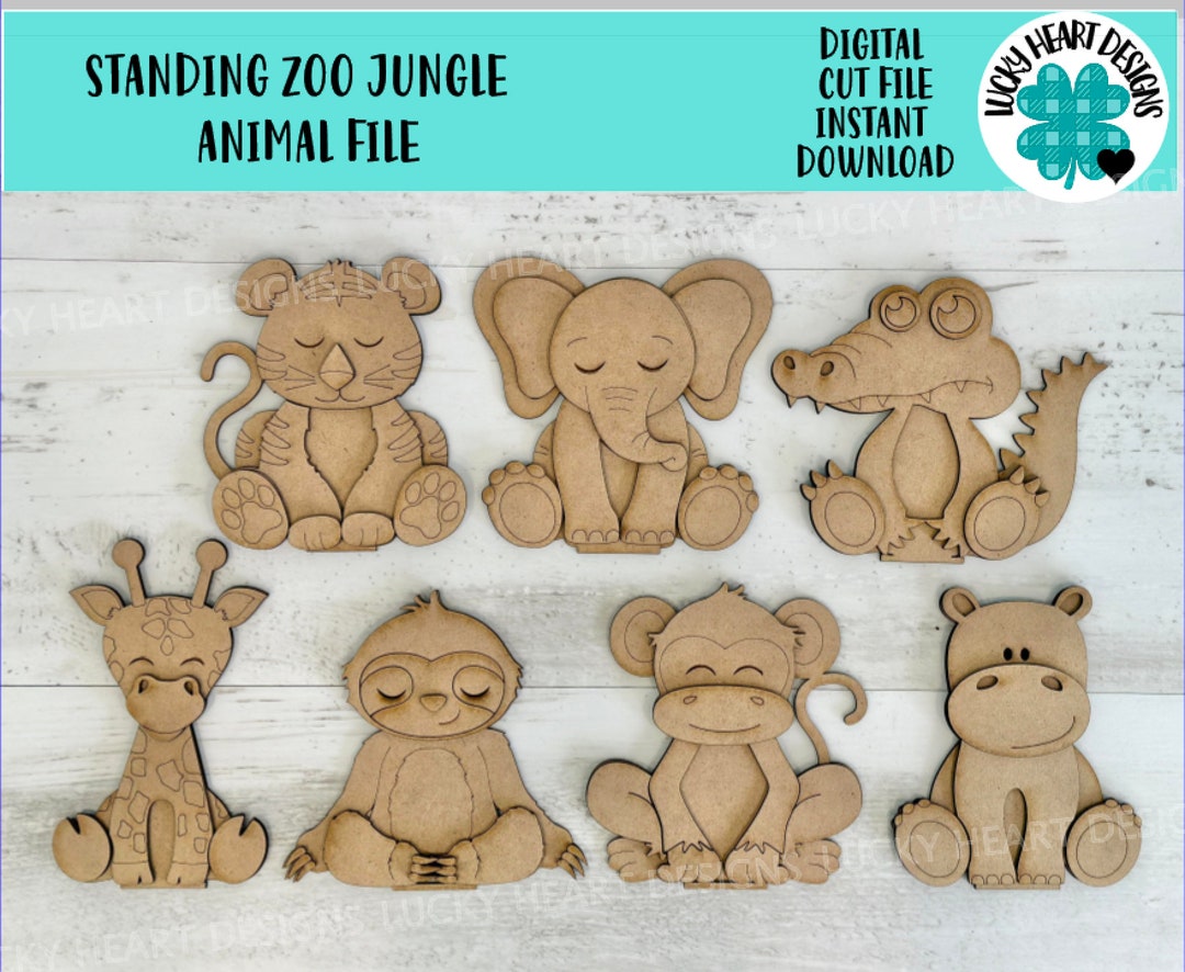 Standing Zoo Jungle Animal File SVG, Zoo Nursery Circus Tiger Elephant ...
