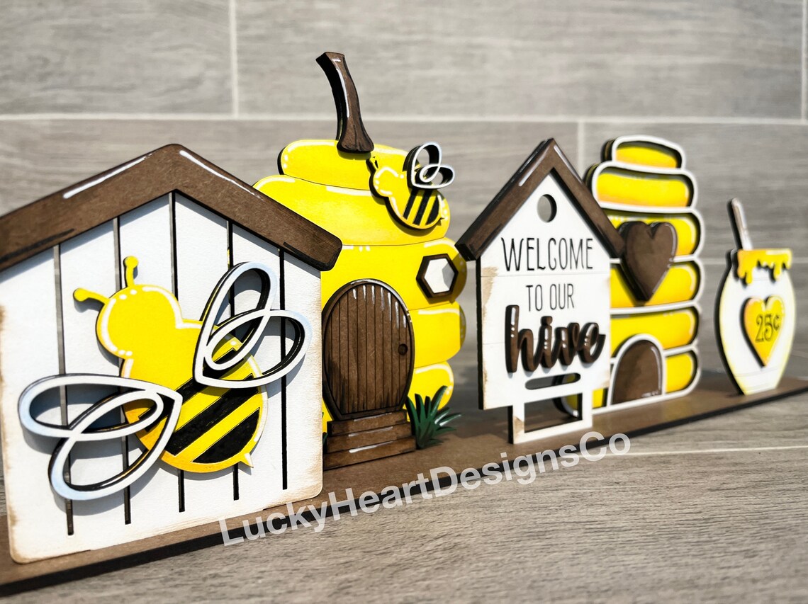 Bee Hive Standing Houses File SVG, Tiered Tray Glowforge ...