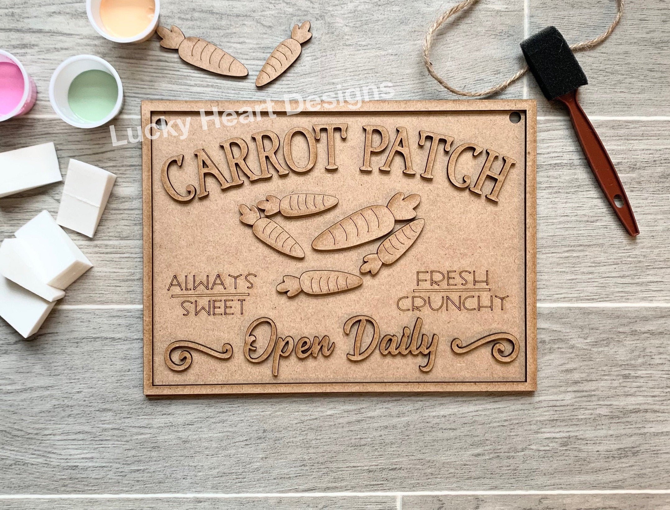 Carrot Patch Easter Sign DIY Kit File SVG, Glowforge Decor - Etsy