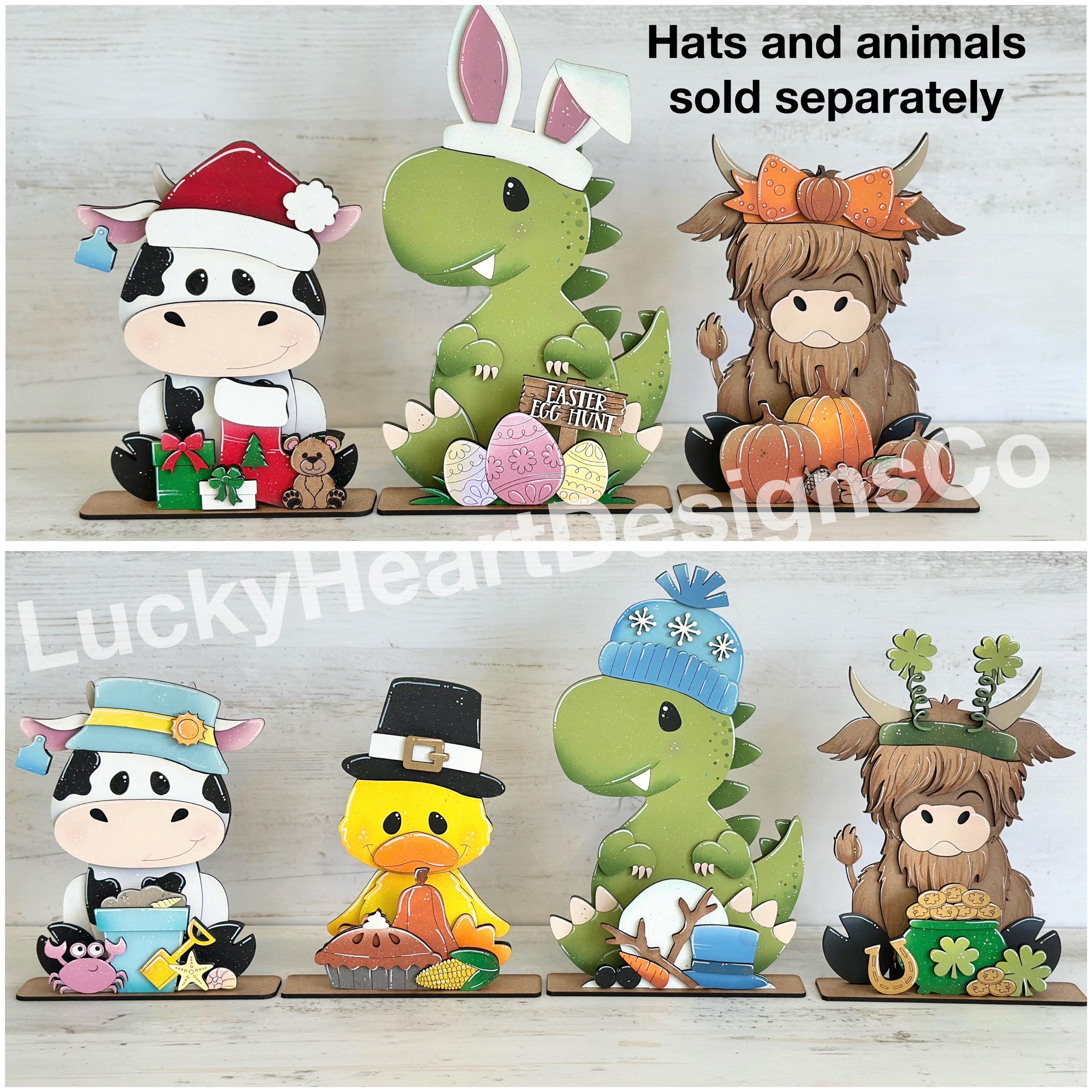 Seasonal Shapes Animal Hats Interchangeable File SVG, Add On, Holiday ...