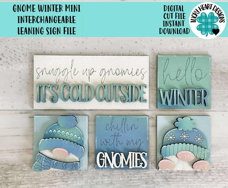Gnome Winter MINI Interchangeable Leaning Sign File SVG, Snowman ...