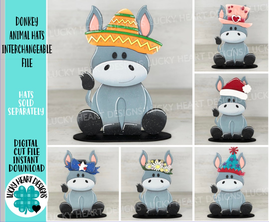 Donkey Animal Hats Interchangeable MINI File SVG, Seasonal Leaning Sign ...