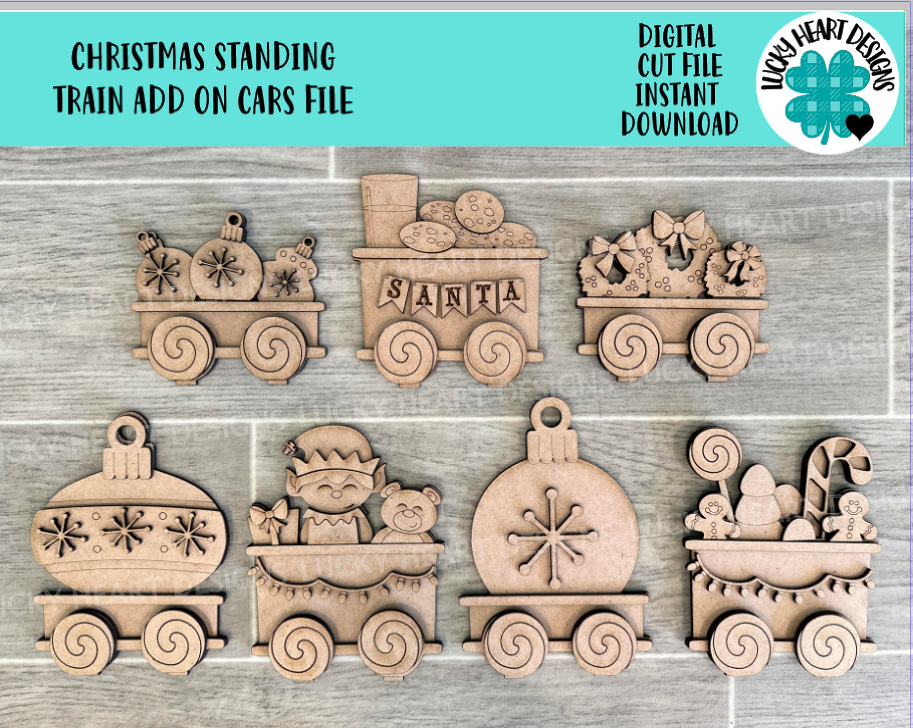 Christmas Standing Train ADD ON Cars File SVG, Santa, Rudolph ...