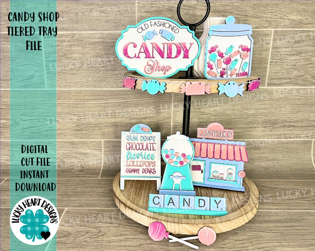 Candy Shop Tiered Tray File SVG, Glowforge Tier Tray ...