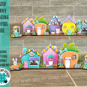 Easter Bunny Standing Houses File SVG, Glowforge, Luckyheartdesignsco ...