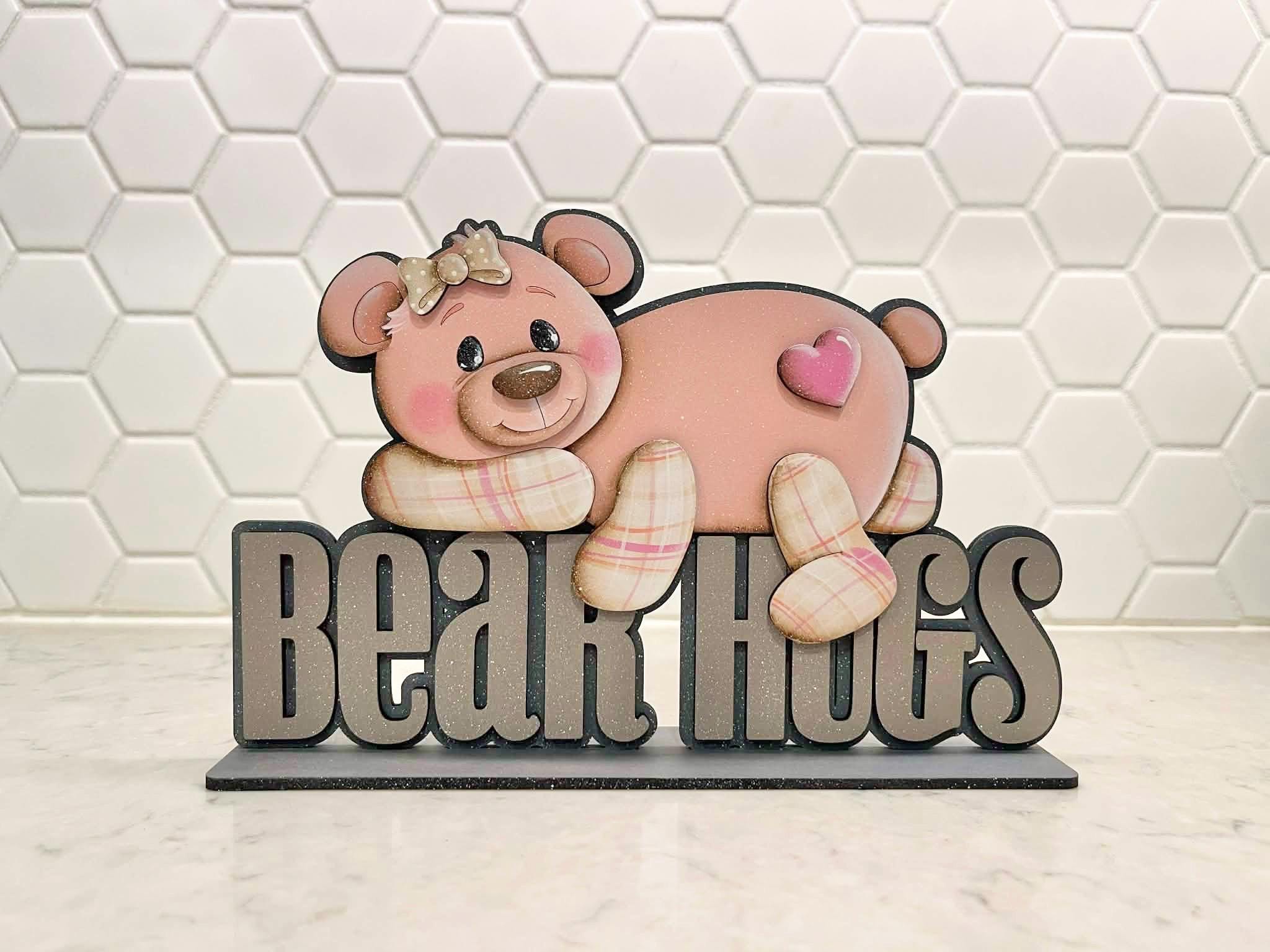 Bear Hugs Valentine Shelf Sitter Sign File SVG, Heart, Bow, I Love You ...