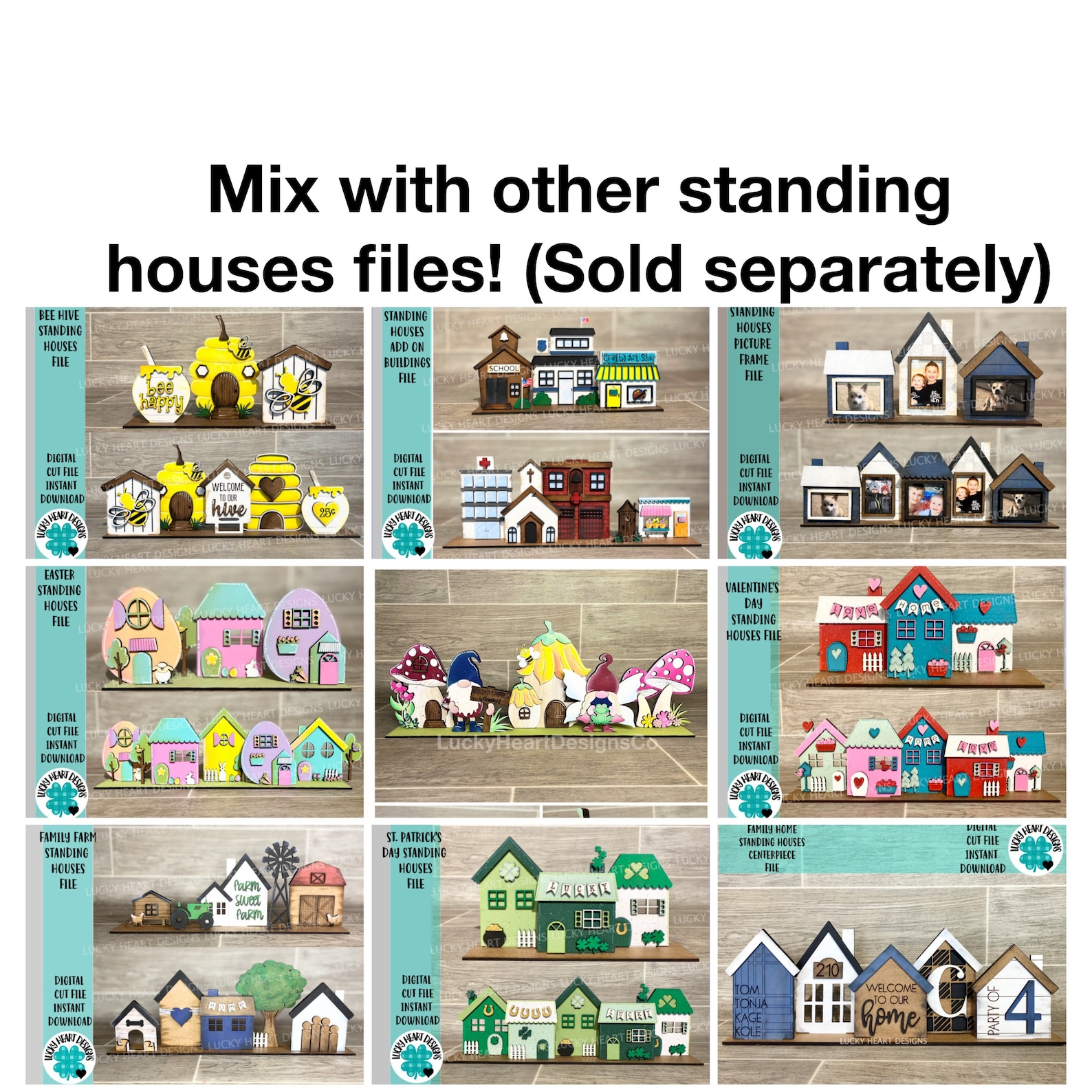 Family Home Standing Houses Centerpiece File SVG Mantle Decor - Etsy