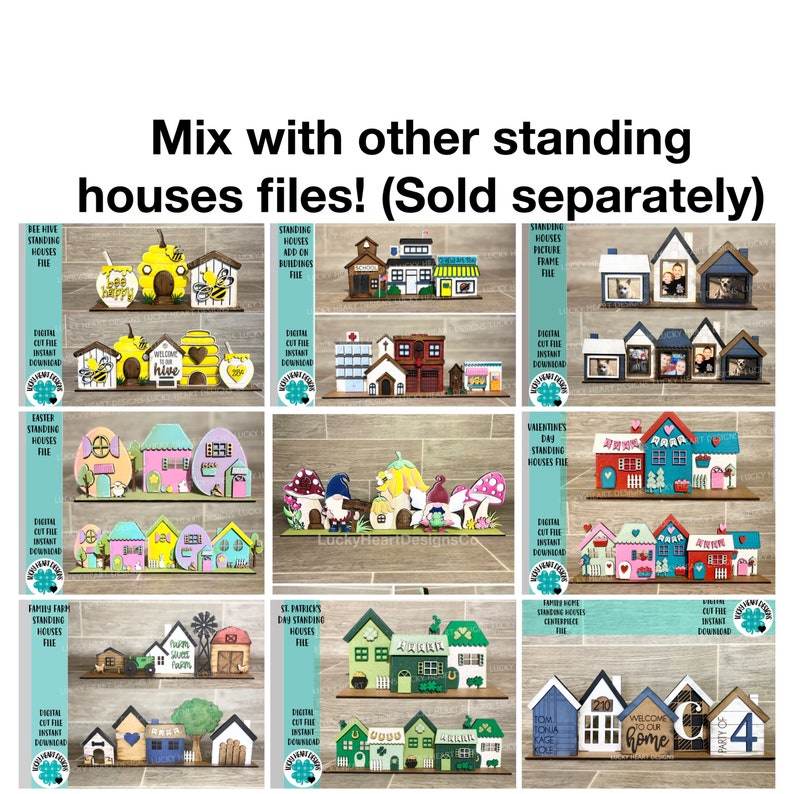 Family Home Standing Houses Centerpiece File SVG Mantle Decor - Etsy