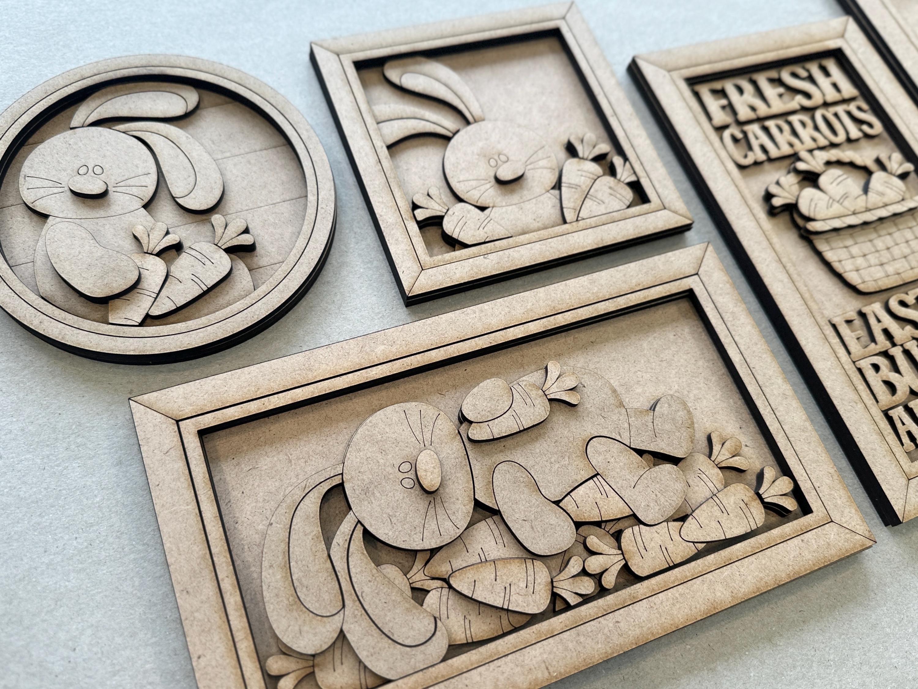 Floppy Easter Bunny Wall Sign Bundle Set File SVG, Glowforge, Spring ...