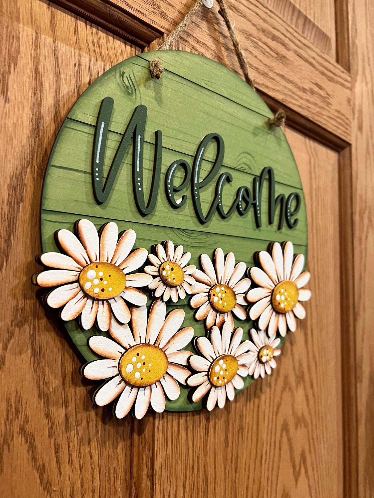 Welcome Daisy Door Hanger Sign File SVG, Spring Flower, Summer ...