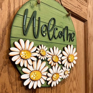 Welcome Daisy Door Hanger Sign File SVG, Spring Flower, Summer ...