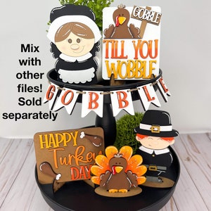 Standing Thanksgiving Turkey Pilgrim File SVG, Tiered Tray Holiday ...