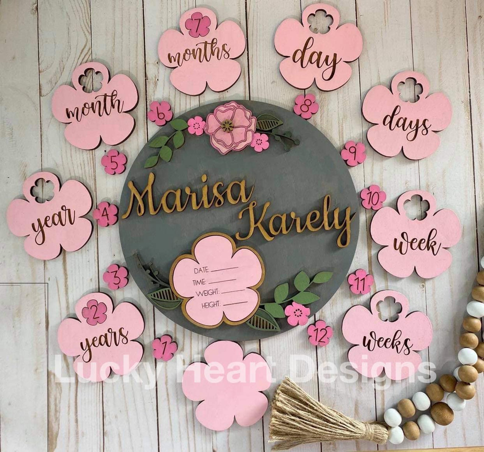 Floral Milestone Sign, SVG FILE Glowforge Flowers - Etsy