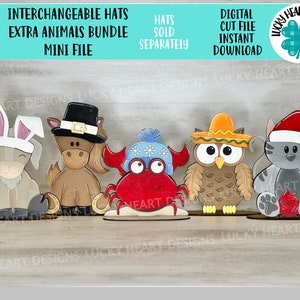 Interchangeable Hats Extra Animals Bundle MINI File SVG, Seasonal ...