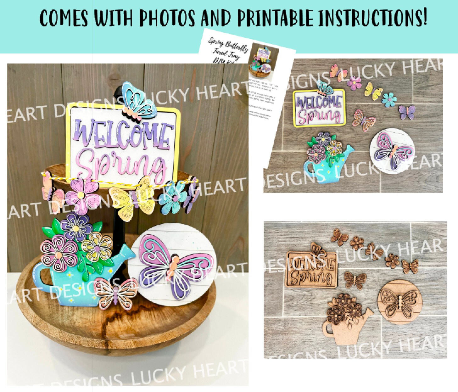 Spring Butterfly Quick and Easy Tiered Tray File SVG, Glowforge ...
