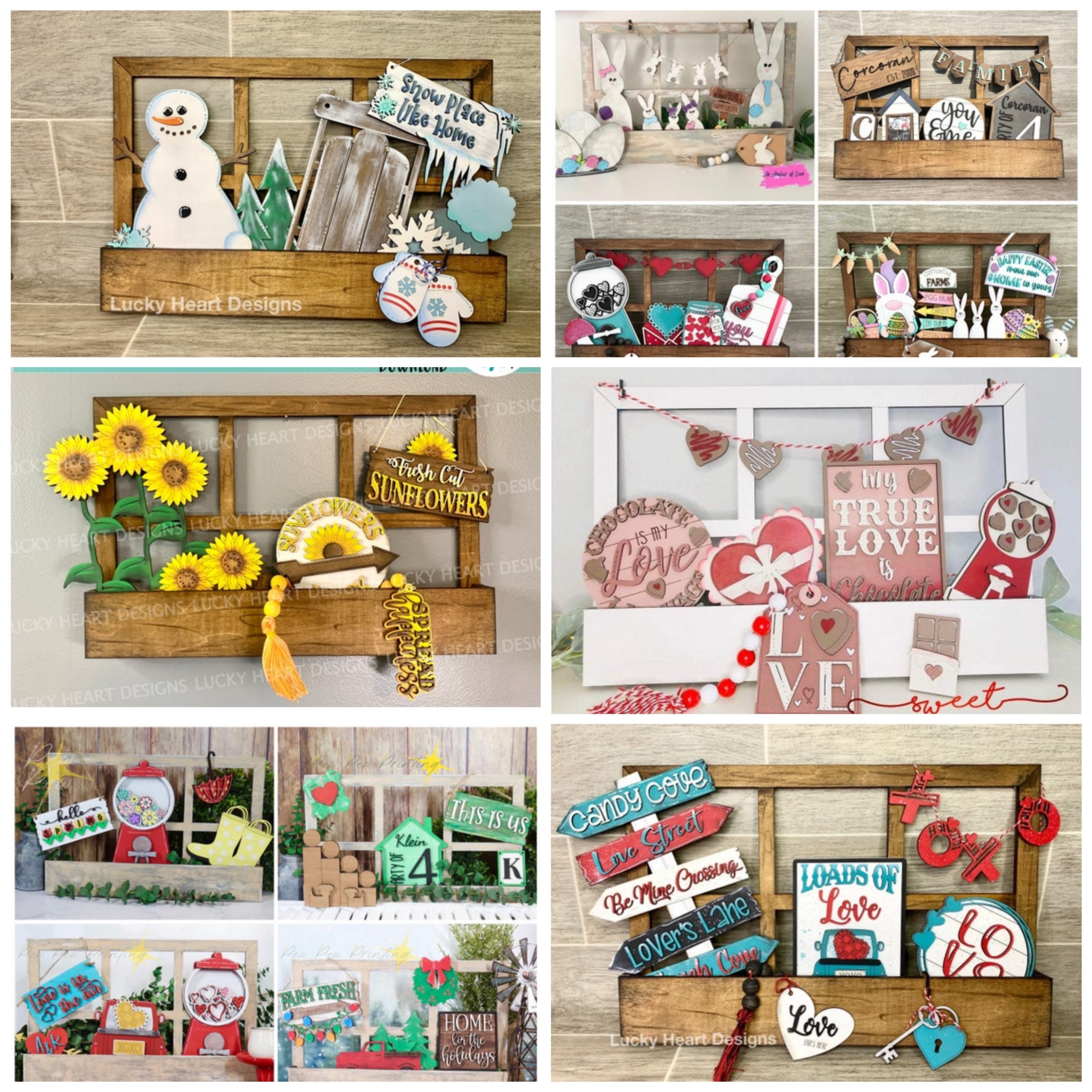 Interchangeable Window Box Leaning Insert Sign File SVG, Glowforge ...