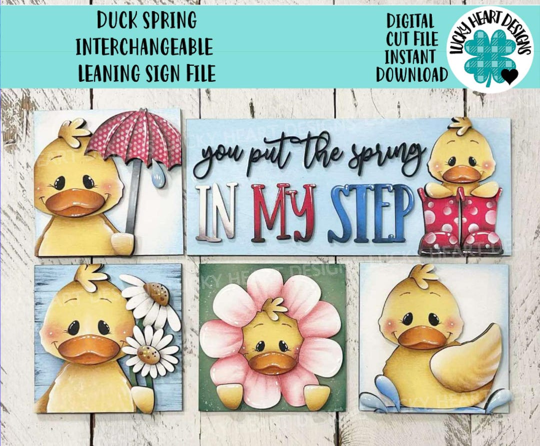 Duck Spring Interchangeable Leaning Sign File SVG, Rain Boots, Umbrella ...