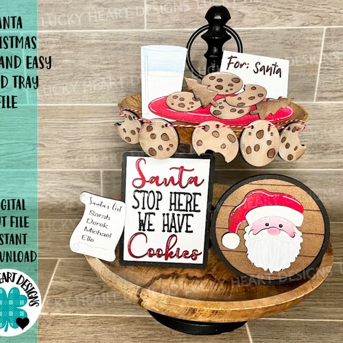 Gingerbread Tiered Tray File SVG Glowforge Christmas Tier - Etsy