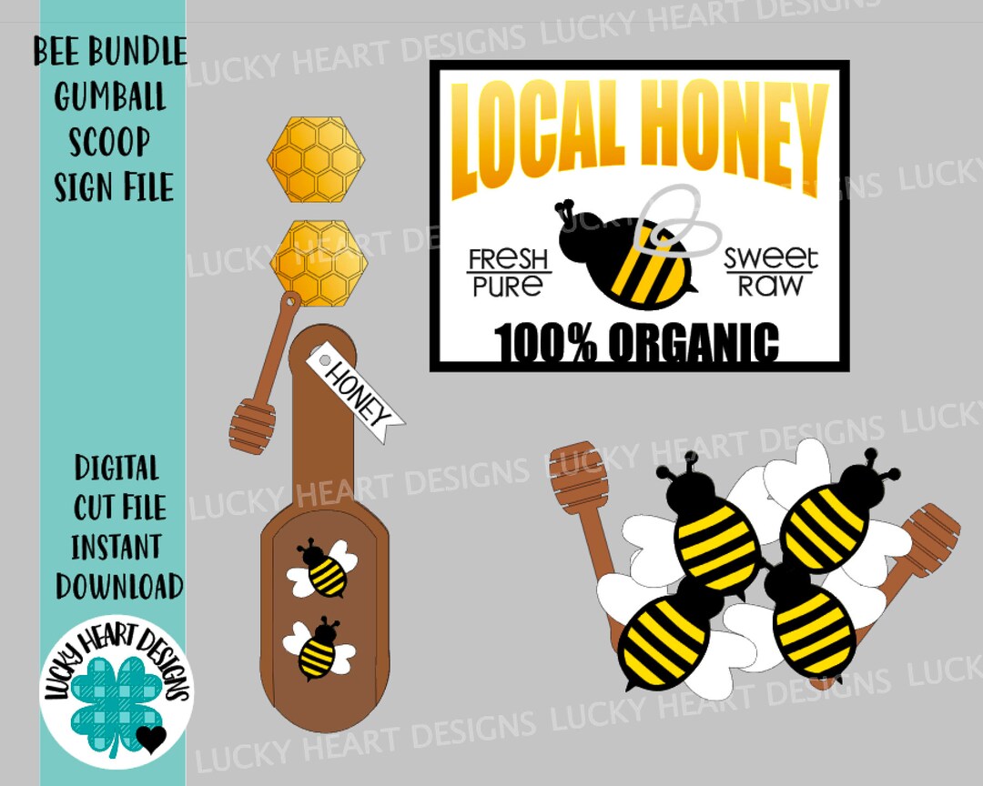Bee Bundle Gumball Scoop Sign File SVG, Glowforge, Tiered Tray ...
