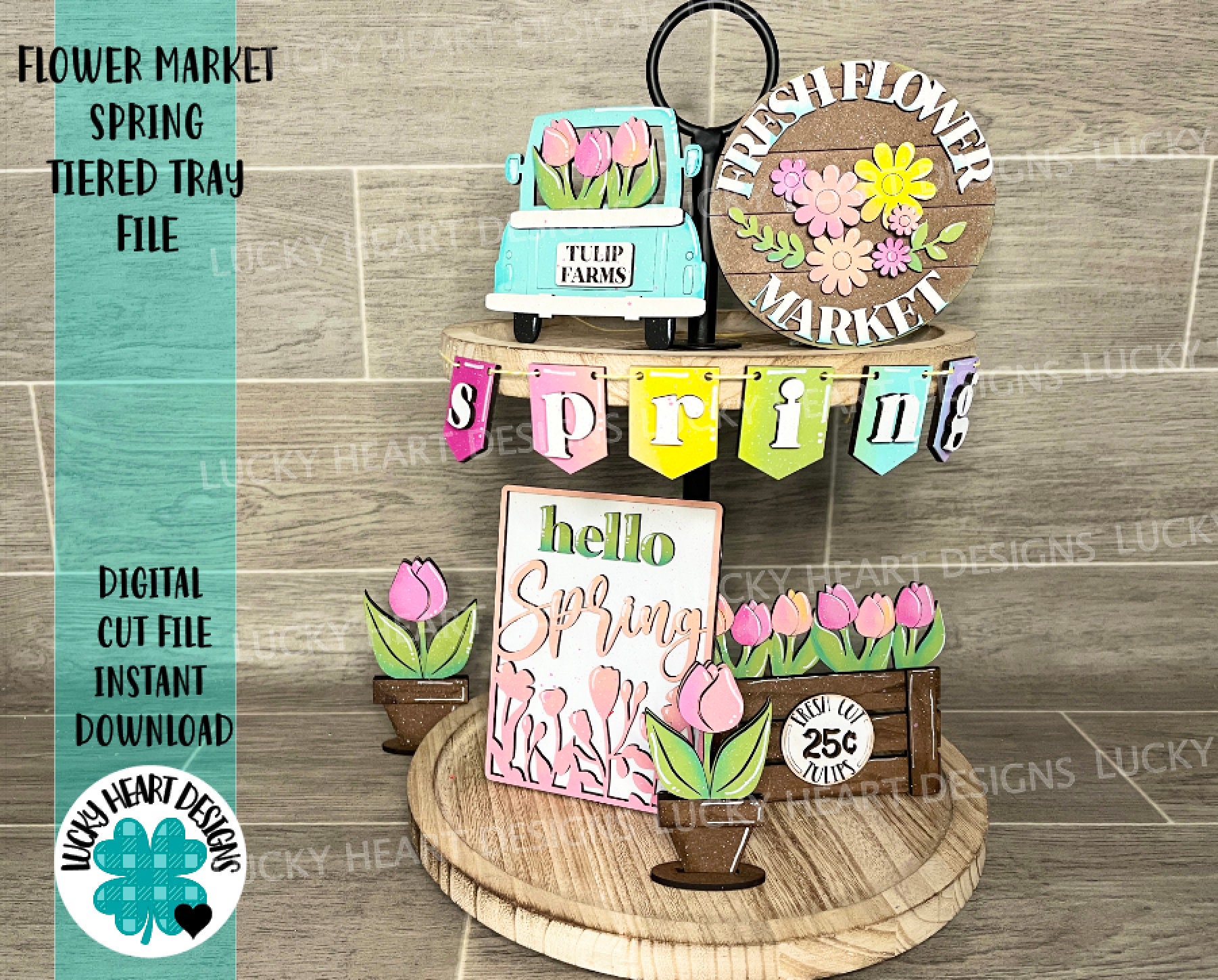 Flower Market Spring Tiered Tray File SVG Tier Tray - Etsy