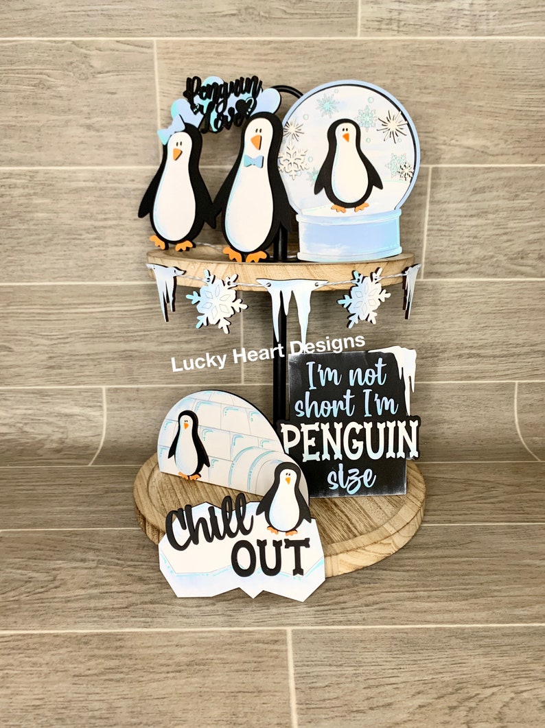 Penguin Tiered Tray File SVG, Winter Tier Tray, Glowforge ...