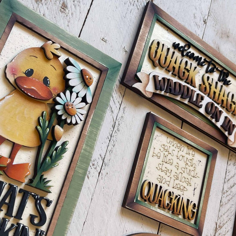 Duck Sign Bundle Set File SVG, Glowforge, Spring, Summer, Cure, Daisy ...
