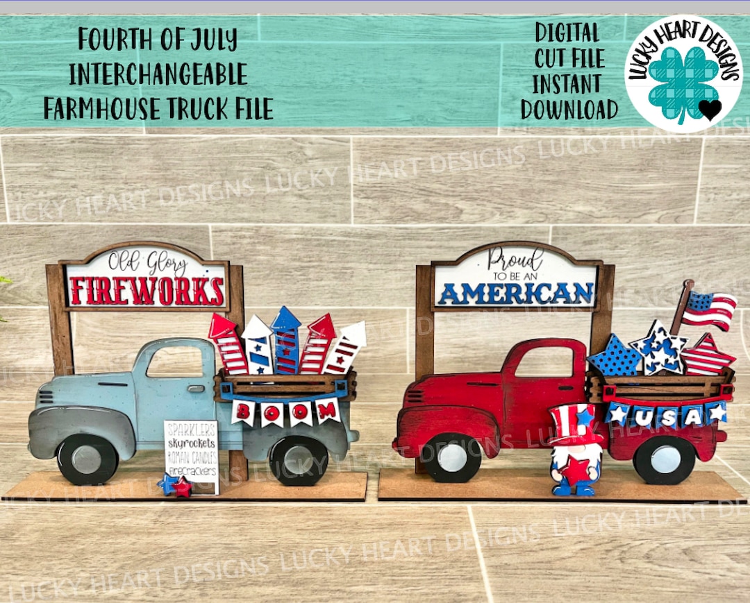 Fourth of July Add on Interchangeable Farmhouse Truck File SVG, USA ...