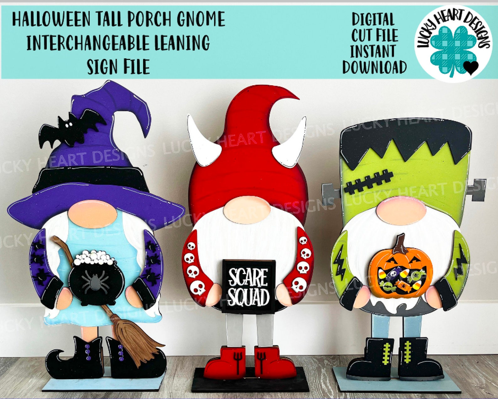 Halloween Tall Porch Interchangeable Leaning Sign Gnome File SVG ...