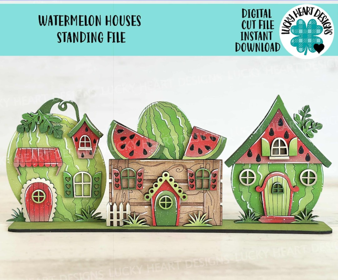 Watermelon Standing Houses File SVG, Glowforge, Summer, Spring, Fruit ...