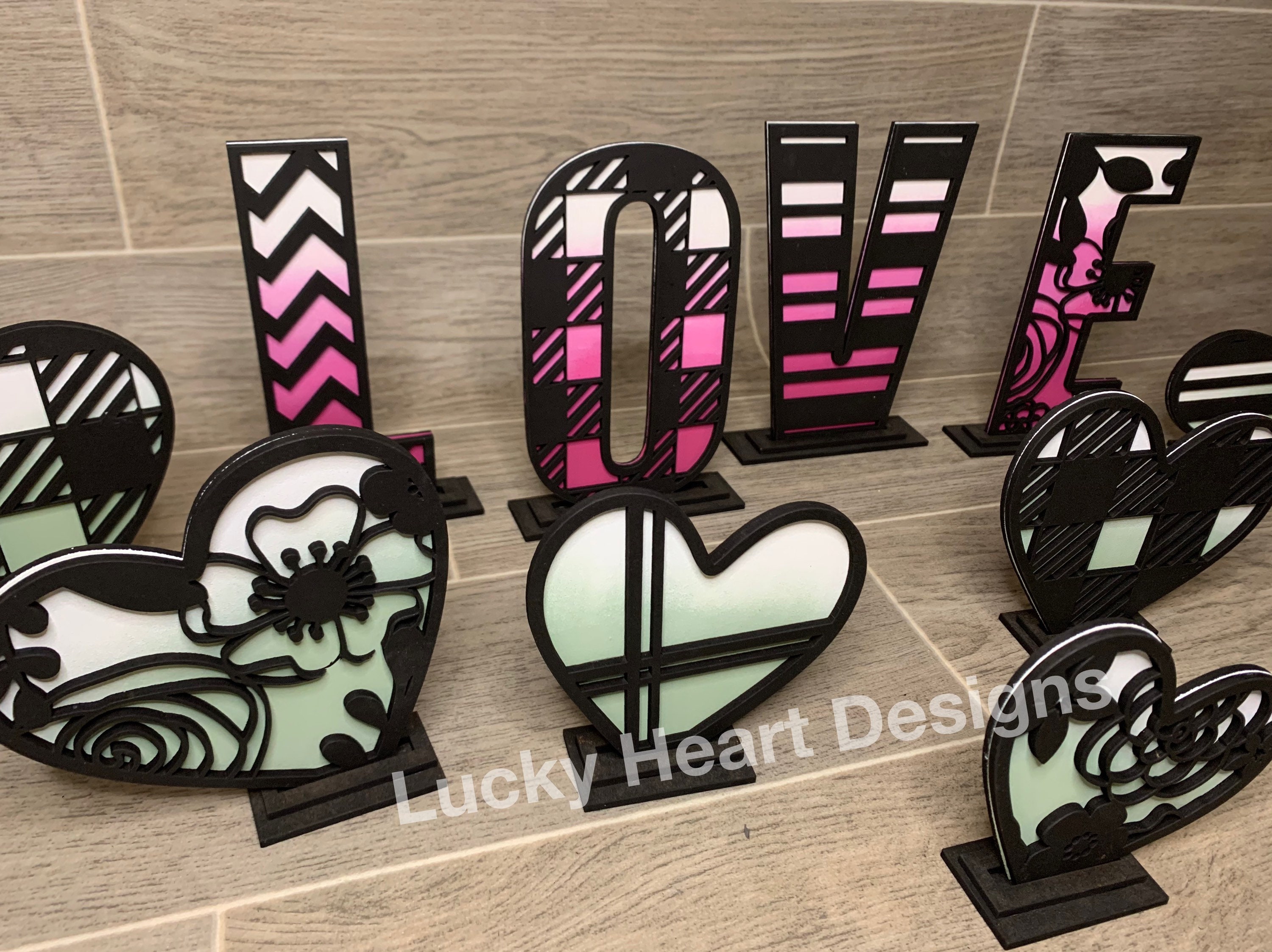 Love & Hearts Standing File SVG, Glowforge, Valentines Day - Etsy