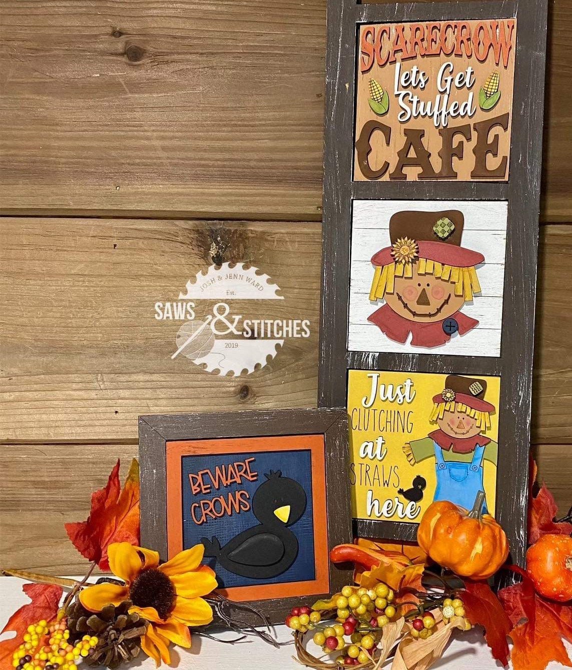 Scarecrow Fall Interchangeable Leaning Sign File SVG | Etsy