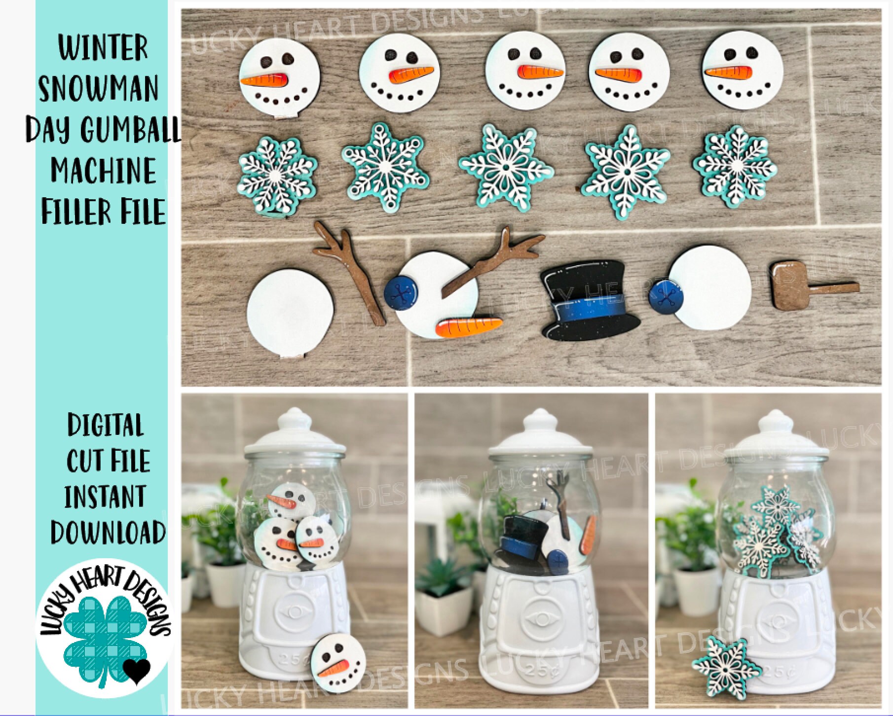 Winter Snowman Gumball Machine Filler File SVG Glowforge - Etsy