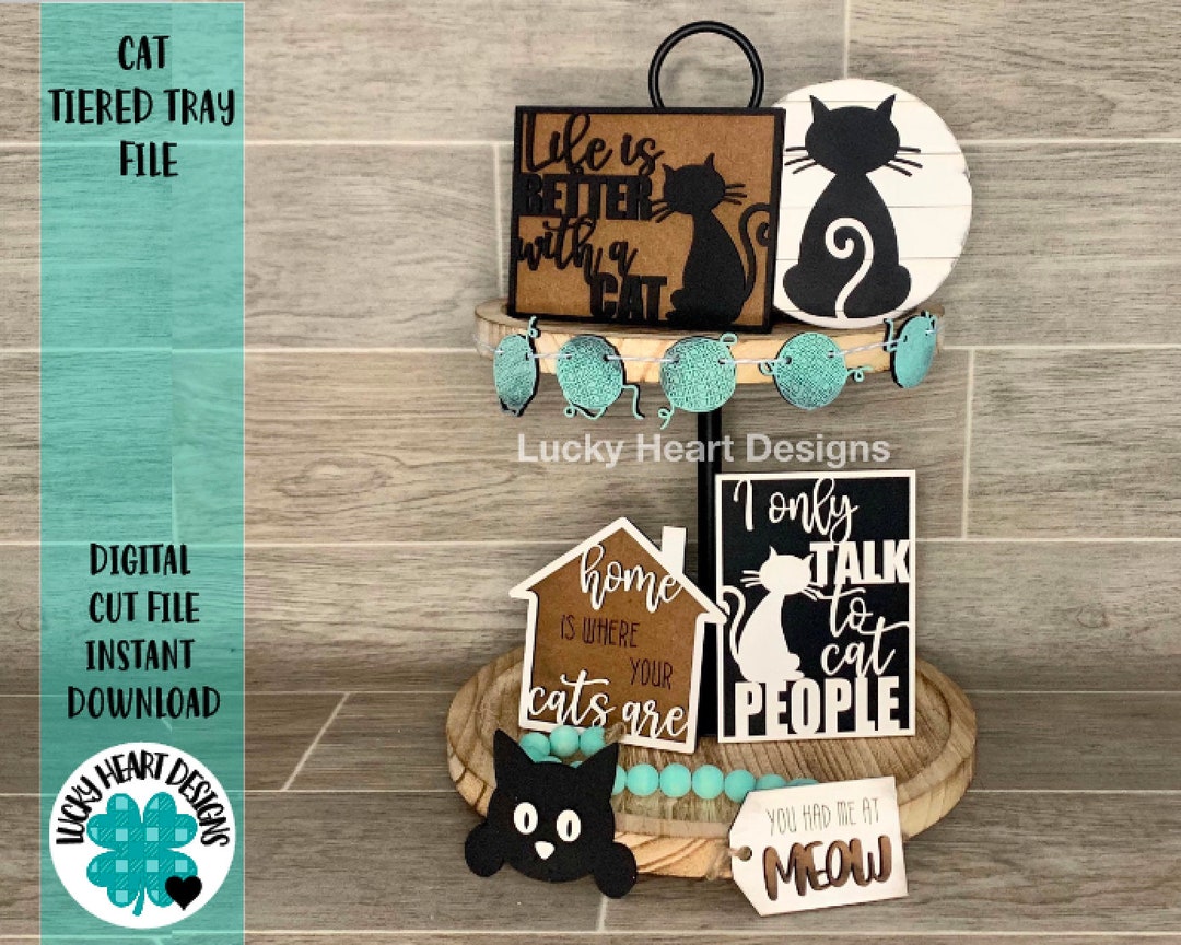 Cat Tiered Tray File SVG, Glowforge Cats Tier Tray, Pets File ...