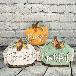 Grateful Thankful Blessed Pumpkin Trio File SVG, Fall Glowforge, Fall ...