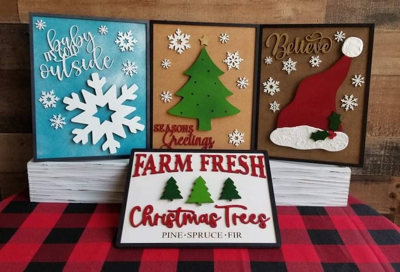 Lighted Christmas Signs File SVG Holiday Decor Glowforge - Etsy