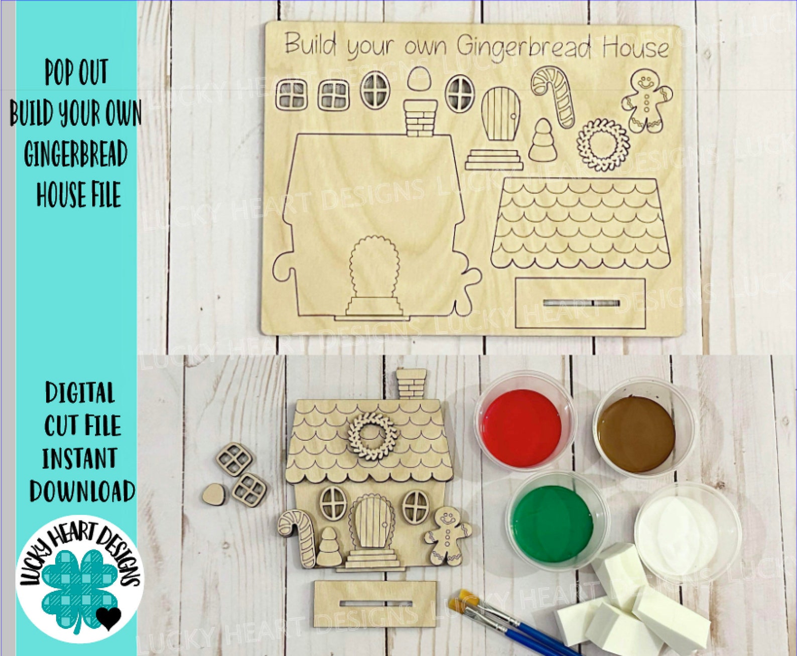 Pop Out Build Your Own Gingerbread House Craft Kit File SVG, Christmas ...