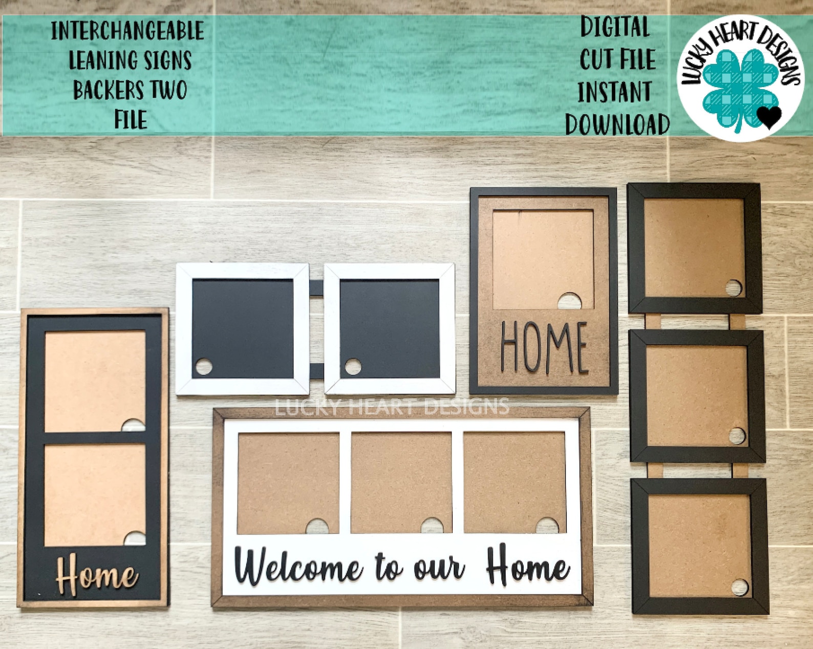 Interchangeable Leaning Sign Backers Two File SVG, Glowforge ...