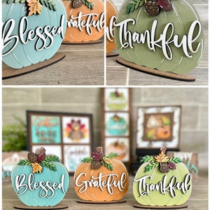 Grateful Thankful Blessed Pumpkin Trio File SVG, Fall Glowforge, Fall ...