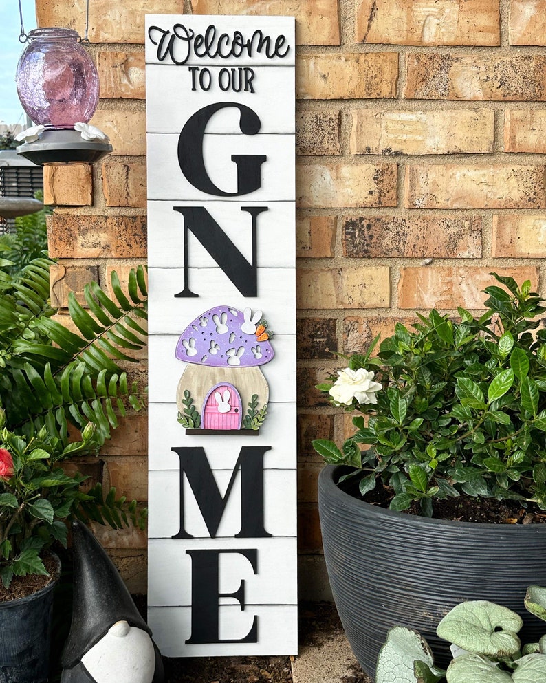 Gnome Mushroom Interchangeable Vertical Porch File SVG - Etsy