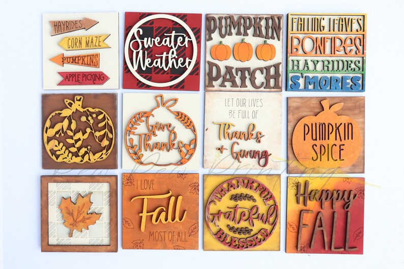 Fall Leaning Sign File SVG, Tiered Tray Glowforge, Luckyheartdesignsco ...