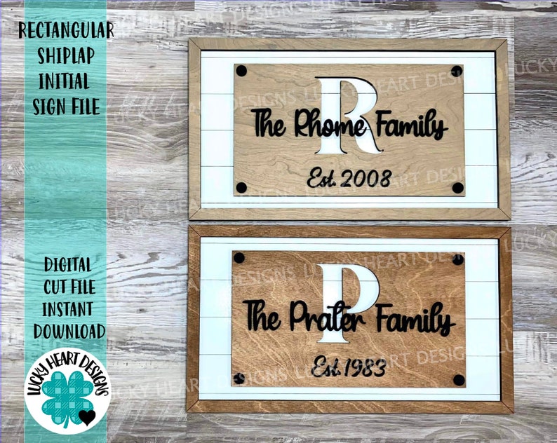 Rectangular Shiplap Initial Name Sign File SVG, Glowforge ...