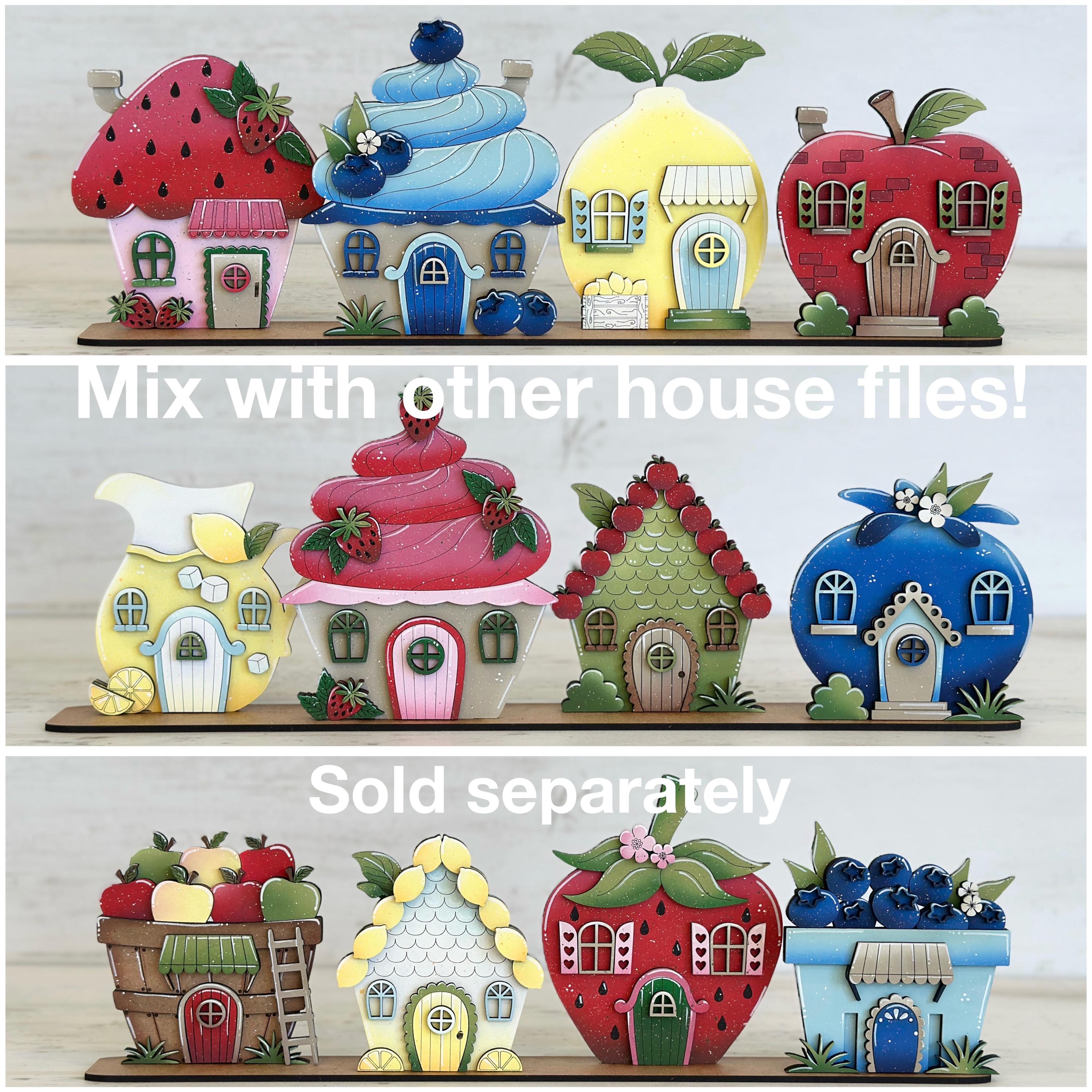 Peaches Standing Houses File SVG, Glowforge, Summer, Spring, Fruit ...