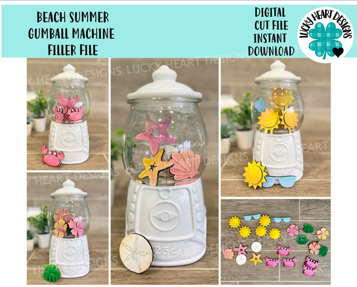 Beach Summer Gumball Machine Filler File Asvg Gumball Tiered - Etsy