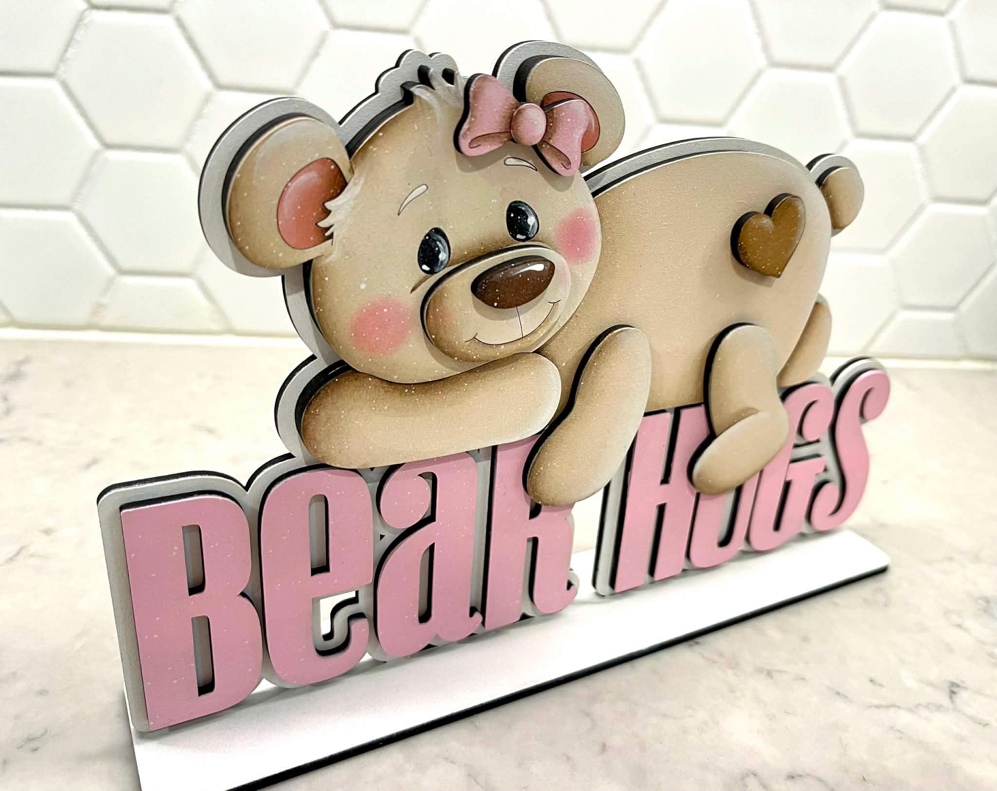 Bear Hugs Valentine Shelf Sitter Sign File SVG, Heart, Bow, I Love You ...