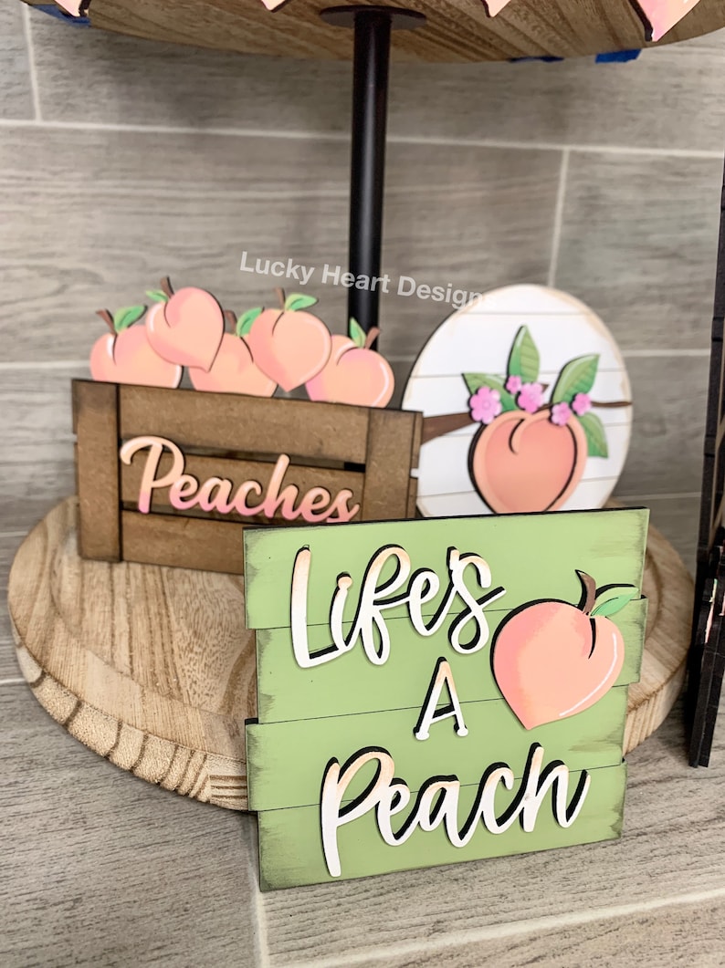 Peach Tiered Tray File SVG, Glowforge Laser, Peaches Fruit Tier Tray ...