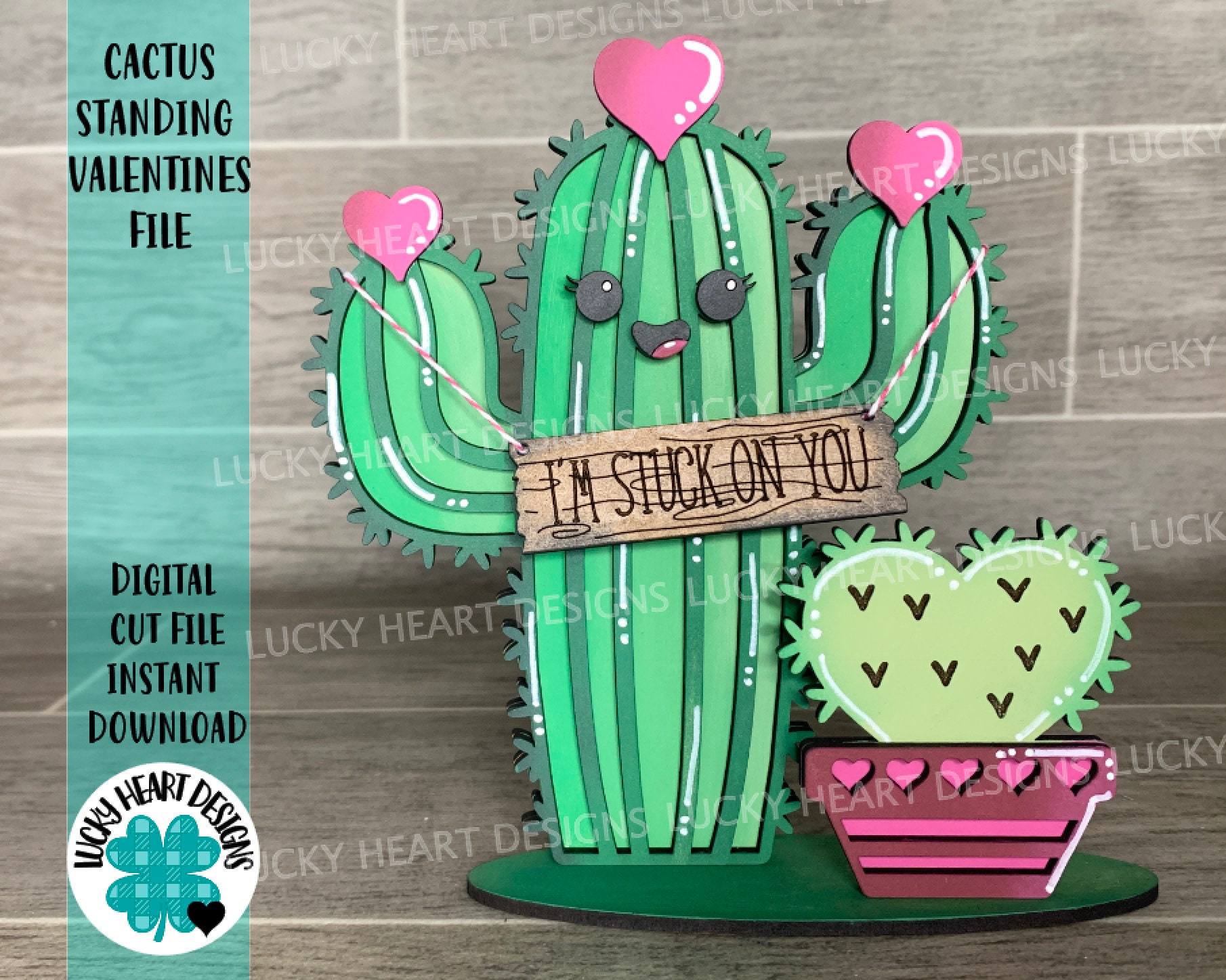 Cactus Standing Valentine's Day File SVG, Glowforge ...
