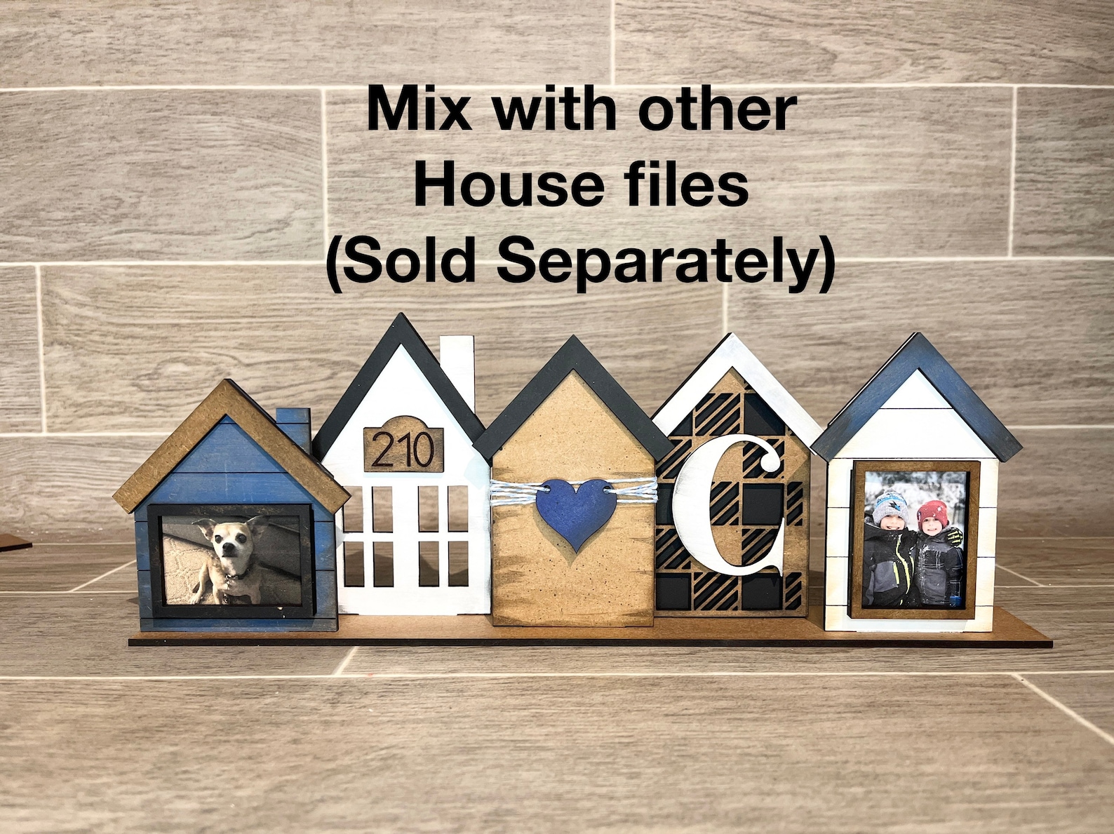 Standing Houses Picture Frame SVG File Photo Frame Glowforge | Etsy