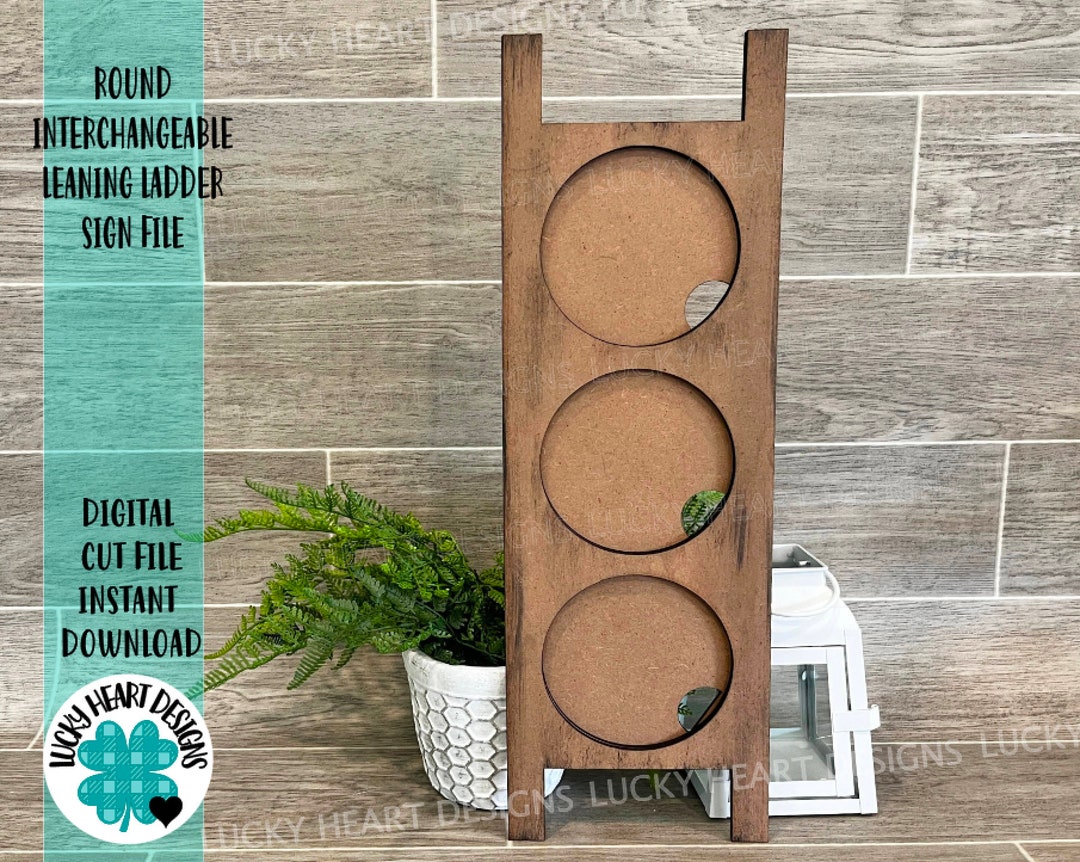 Round Interchangeable Leaning Sign File SVG, Inserts, Glowforge ...